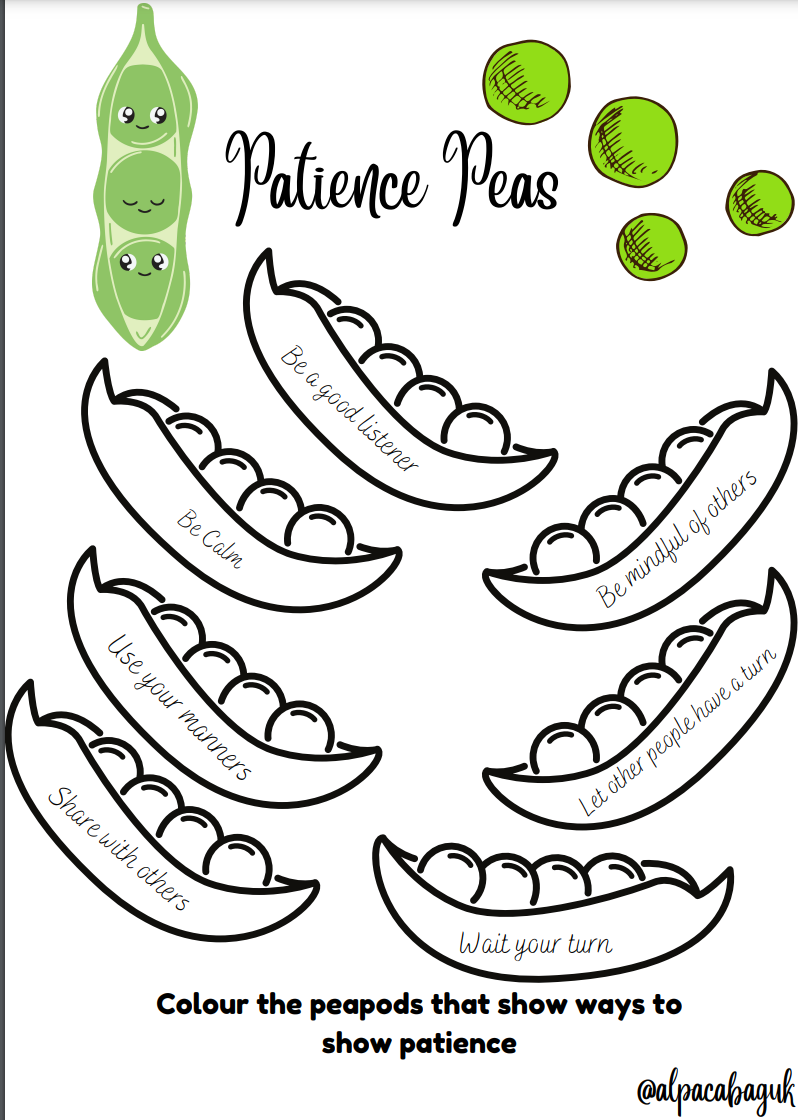 Patience Peas Colouring Character Building Resource Download ...